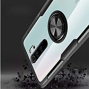 Redmi Note 8 Pro Case,360° Rotating Ring Kickstand Protective Case,Silicone Soft TPU Shockproof Protection Thin Cover Compatible with[Magnetic Car Mount] for Xiaomi Redmi Note 8 Pro (Navy/Silver)
