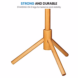 ZOBER Coat Rack Free Standing - Wooden Coat Tree W/ 6 Hooks - Coats, Purses, Hats - Adjustable Sizes, Easy Assembly - Natural