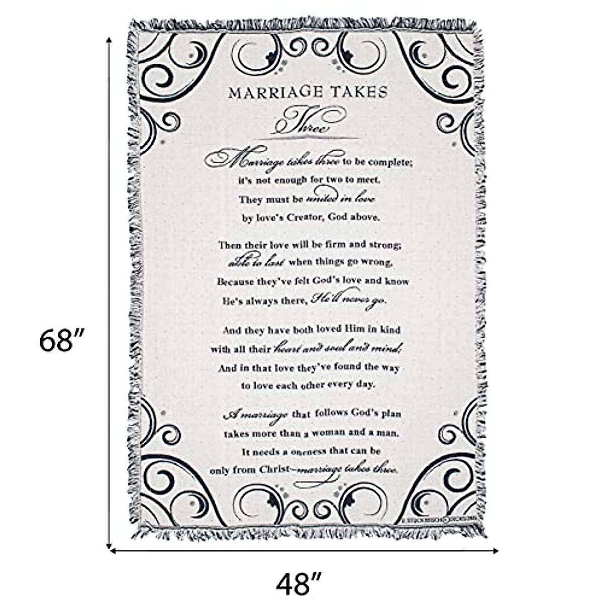 Dicksons Marriage Takes Three Black and White 52 x 68 All Cotton Tapestry Throw Blanket