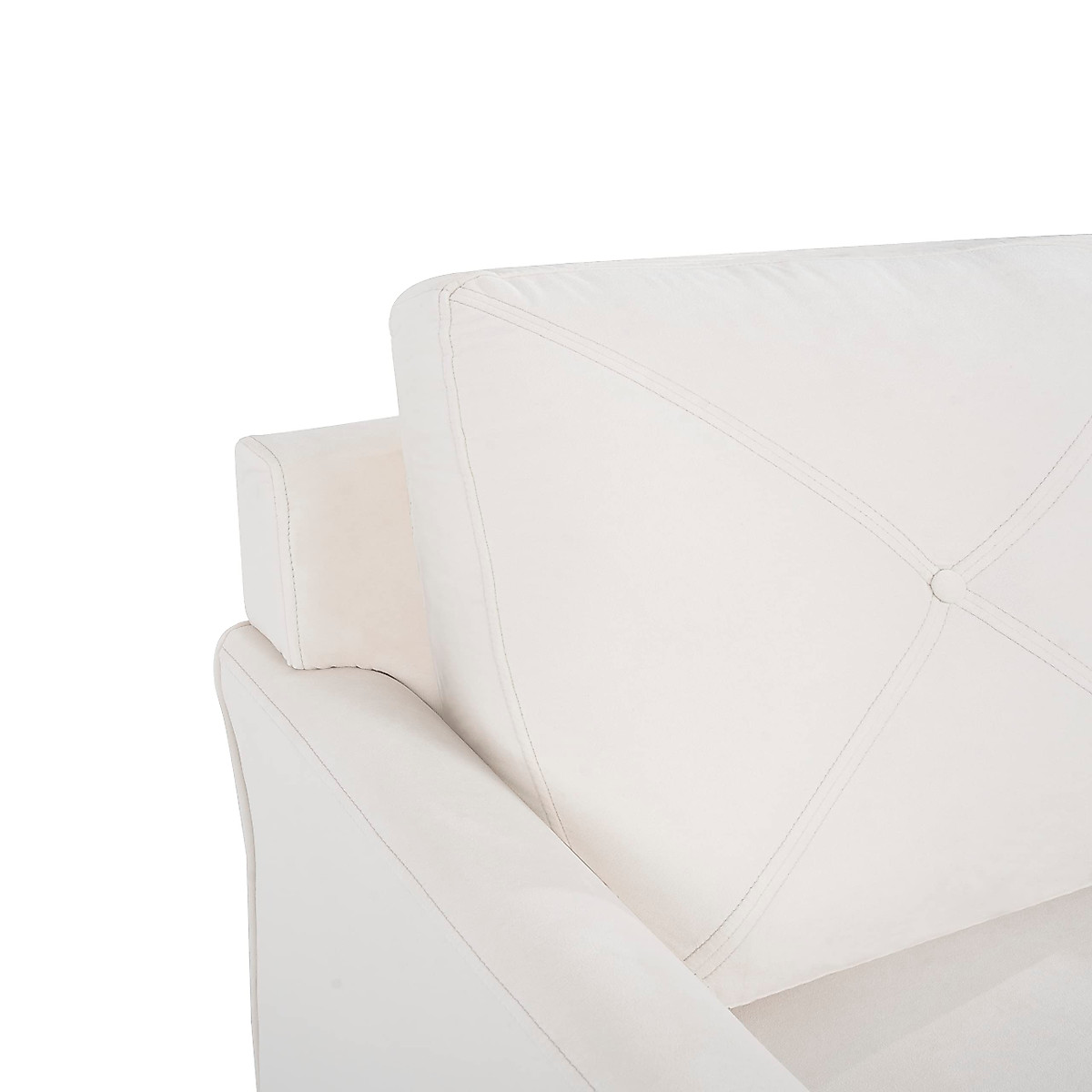 Naomi Home Button Tufted Sofa with Rolled Arms, Tufted Cushions / 3 Seater Sofa Couch for Small Spaces, Living Room, Bedroom, Apartment, Easy Tool-Free Assembly, Microfiber, Cream (P-03778)