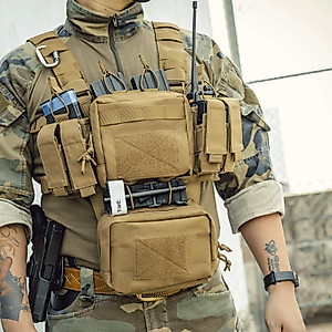 VISMIX Tactical Chest Rig, Adjustable & Detachable Chest Rig Molle Military Chest Bag Pack with Magazine Pouch for Men Hunting Shooting Coyote Brown