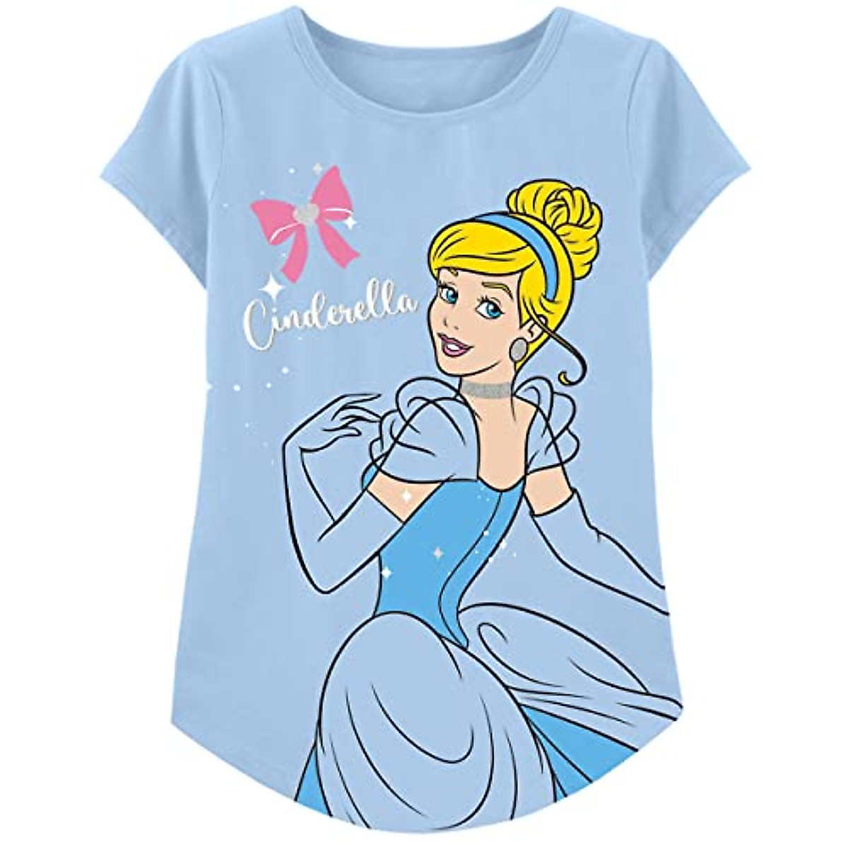 Disney Princess T-Shirts (4-Pack) Girls Short Sleeve Aurora, Cinderella, Snow White, Jasmine, Rapunzel, Ariel, Moana, Tiana 4T Lb/Pk/Y/T SS