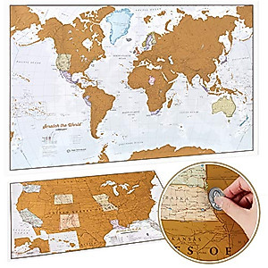 Maps International Scratch Off Map of The World Poster + USA Scratch Print - 17(h) x 22(w) inches, Scratch USA Map - 11(h) x 17(w) inches