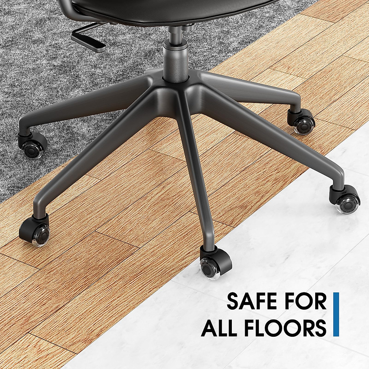 MaxGear Office Chair Wheels, 2 Inch Replacement Soft Mute Desk Caster Wheels for Work & Gaming Chair, Heavy Duty and Safe Rolling for All Floors & Hardwood, Universal Fit for 98% of Chairs, Set of 5