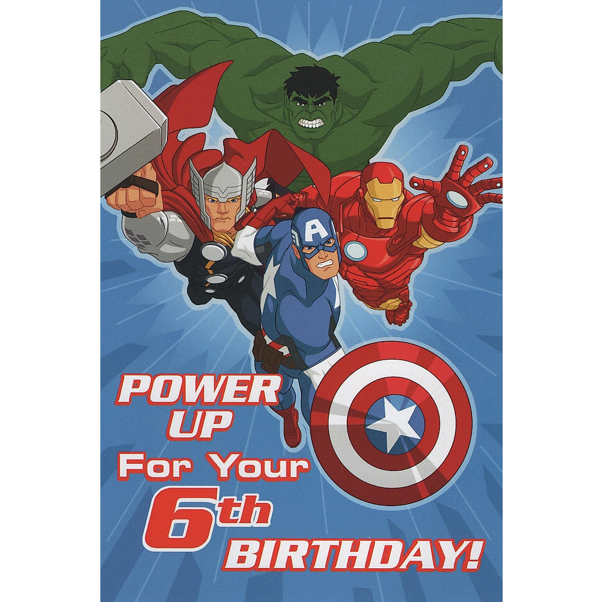Power Up For Your 6th Birthday! Avengers Birthday Card