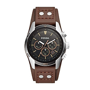 Fossil Men's RFID Flip ID Bifold Wallet, Dark Brown, One Size Men's Coachman Quartz Stainless Steel and Leather Casual Watch Color: Silver, Brown (Model: CH2891)