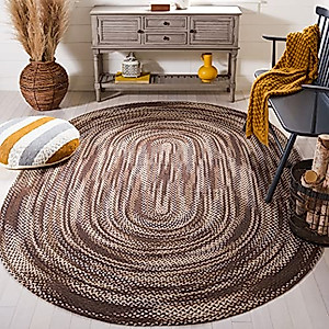 SAFAVIEH Braided Collection Area Rug - 4' x 6' Oval, Brown & Ivory, Flat Weave Country Rustic Reversible Cotton Design, Easy Care, Ideal for High Traffic Areas in Living Room, Bedroom (BRD257T)