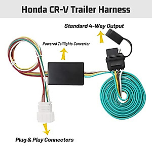 MECMO 4-Pin Trailer Wiring Harness for 2007-2011 Honda CRV, Plug-in Simple Custom-Fit T-Connector 4 Pin Hitch Wiring for Trailer Light Connect