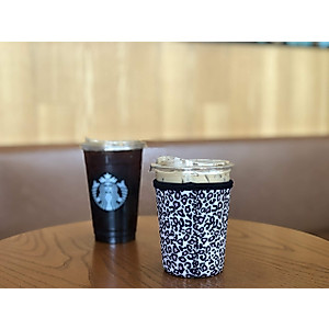 3 Pack Reusable Iced Coffee Sleeves - Xumbtvs Insulator Sleeve for Cold Beverages, Neoprene Cup Holder for Starbucks Coffee, Dunkin Coffee, More(Leopard print)