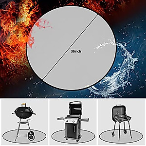 TONAHUTU 36" Fire Pit Mat & Under Grill Mat, Deck Patio Protect Mat Heat Resistant Fire Mat for Fire Pit BBQ Mat for Under BBQ Oil-Proof & Waterproof,2-Layer Thickened, White