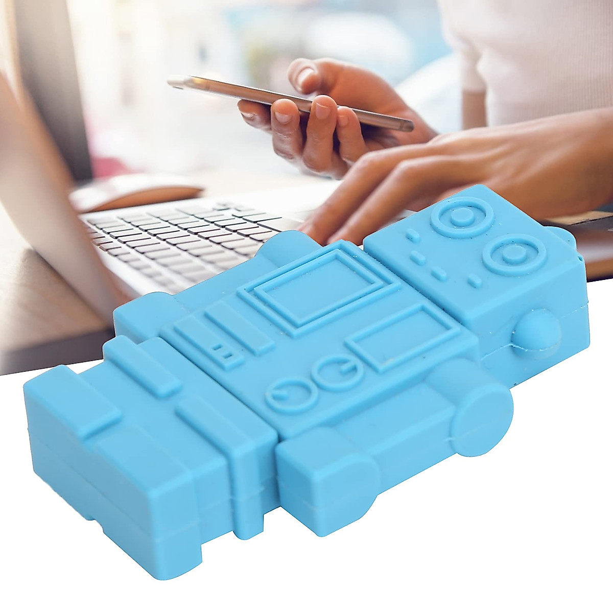 Cute USB Flash Drive, Novelty Cartoon Blue Robot Appearance Thumb Drive, Pendrive Memory Thumb Stick for Date Storage, Gifts for School Students Kids Children Teacher Collegue Employees (128GB)