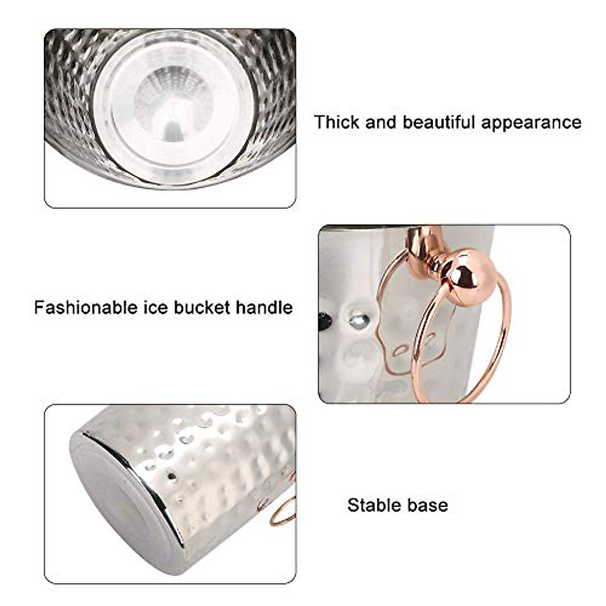 Ice Bucket, 3L Portable Stainless Steel Ice Bucket Container Champagne Barrel with Handle for Home Bar Use