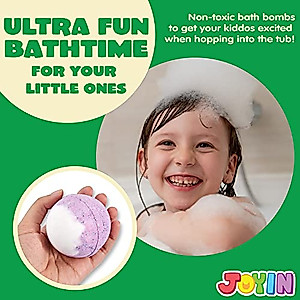 JOYIN Bath Bombs for Kids with Animal Eraser, 8 Pack Bubble Bath Bombs with Surprise Toy Inside, Natural Essential Oil SPA Bath Fizzies Set, Easter Gifts for Boys and Girls