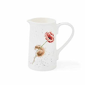 Royal Worcester Wrendale Designs Jug | 2 pint Beverage Pitcher with Mouse and Poppy Design | Made from Fine Bone China | Microwave and Dishwasher Safe