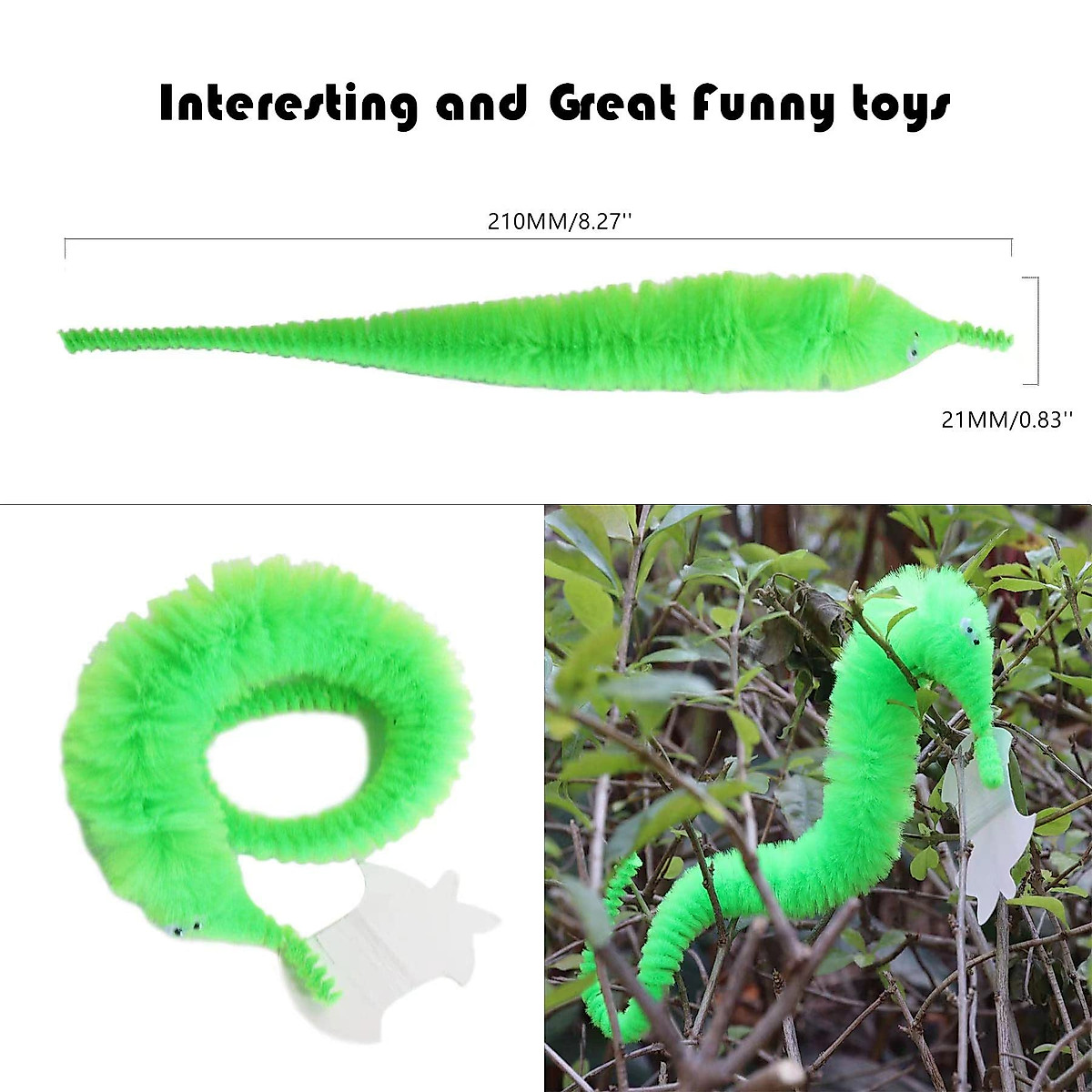 Zalmoxe 12 Pcs Fuzzy Worms on with a Invisible String Carnival Party Favors for Kids Birthday (12 Colors)