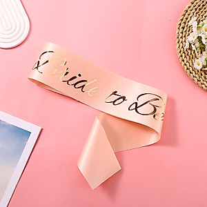 Generic Bride to Be Sash, Bride Sash for Bridal Shower, Bachelorette Sash, Bachelorette Party Wedding Engagement Party Favors Gift Accessories Pink Satin Sash with Gold Lettering (Pink)