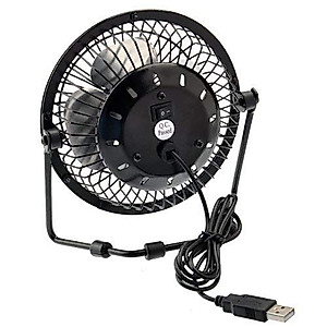 iMBAPrice (Pack of 2) 4" USB Mini Desktop Metal Fan with ON/Off Switch for PC/Laptop (Black)