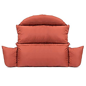LeisureMod Hanging 2 Person Double Egg Swing Chair Cushion (Dark Orange)
