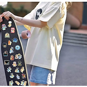 50 Cartoon Stickers Colorful Aesthetic VSCO Vinyl/PVC Waterproof Decals for Water Bottle, Hydroflask, Guitar, Luggage, Phone, Case, Laptop, Skateboard, Gift for Kids, Teens, Boys and Girls (Blue)