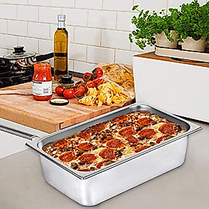 HVUE Upgrade Set of 6 Hotel Pan 6 inch Deep Steam Table Pan Full Size 20x12x6 Inch Stainless Steel Anti Jam Steam Table Pan Hotel Pan for Hotels Restaurant(6 PCS 20x12x6in)