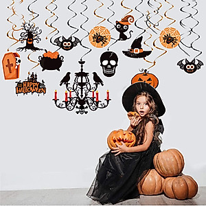 Halloween Indoor Decorations - 30pcs Halloween Ceiling Swirls Decorations - Hanging Witch Bats Spider Chandelier for Office Classroom Halloween Party Decorations Supplies