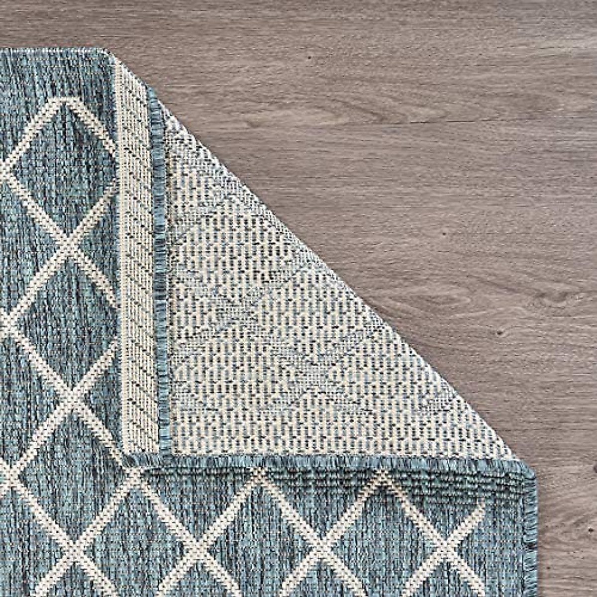 LR Home Sun Shower Indoor/Outdoor Area Rug, 8' x 10', Blue/Gray