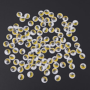TEHAUX 100pcs Animal Lash Accessories Mini Doll Eyeballs Wiggle Craft Stickers Eyes Yellow DIY Eyes DIY Animal Eyes Self Made Wiggle Eyes with Eyelashes DIY Cartoon Eyes