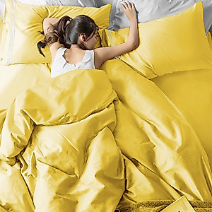 EaseHome Yellow Full Size Bed Sheet Set -Deep Pocket to 18 inches Mattress 4 Piece - Premium Bedding Sheets & Pillowcases Collection - Extra Soft