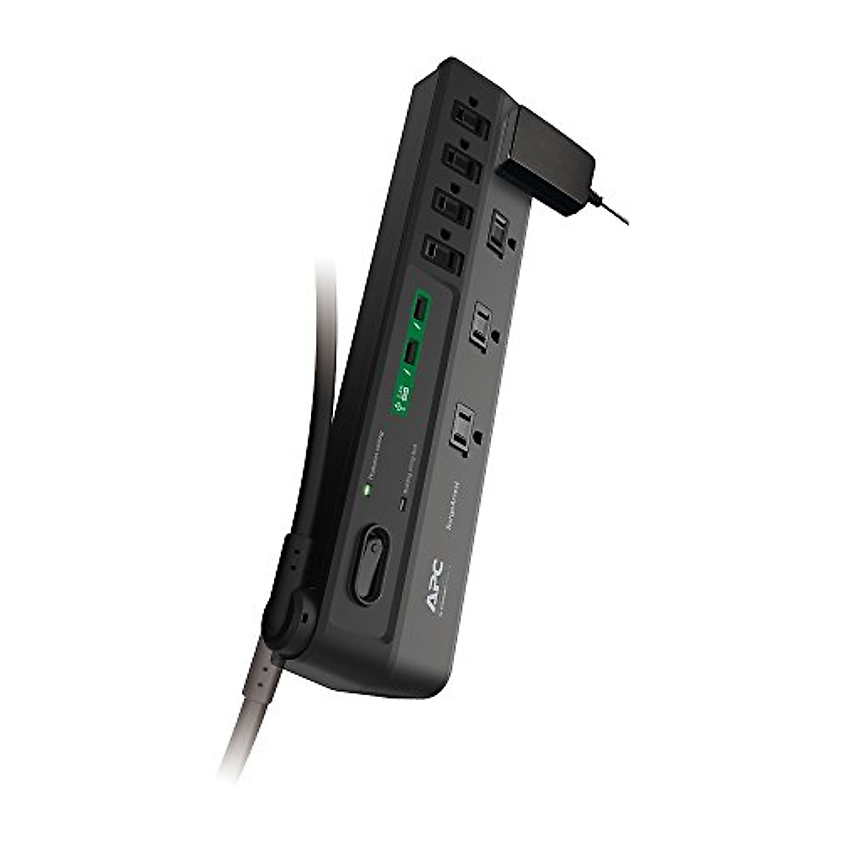 APC Power Strip with USB Charging Ports, Surge Protector P8U2, 2630 Joules, Flat Plug, 8 Outlets
