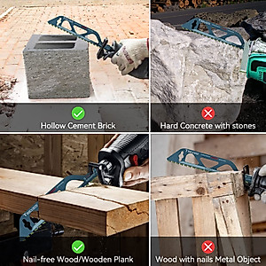 TOOVEM 2PCS Reciprocating Saw Blades,20 TPI Teeth Tipped Cutting Recip Saw Blade, Demolition Masonry Hard Alloy Saw Blades with High Strength for Cutting Wood,Hollow Cement Brick,Porous (12"12"/305mm)