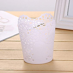 Storage Holder Pen Container Large Capacity Space-Saving Plastic Hollow Design Wastebasket for Desktop