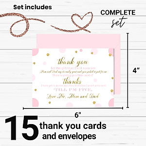 Paper Clever Party Pink and Gold Baby Shower Thank You Cards with Envelopes Blank Notes Prefilled with Message Girls Personalize Cute Princess Notecards Twinkle Star 4x6 Stationery Set, 15 Pack