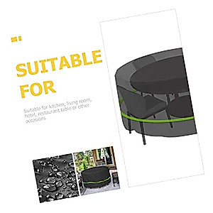 CLISPEED Cm Cloth Patio Anti-Fading Garden UV Fabric Reusable Oxford Household Cover Resistant Height Outdoor Accessories Protector for Furniture Black Wear-Resistant Foldable Round