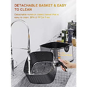 Acezoe Stainless Steel 7.4 QT Digital Air Fryer 1700-Watt with 9 Preset Cooking Functions, LED Touchscreen, Non-Stick Coating, 43 Recipes, Easy to Clean, Auto Shut-Off