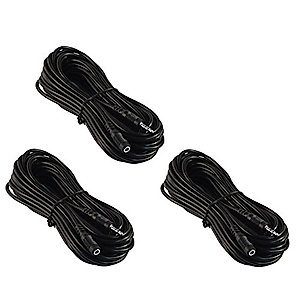 Three Pack of YCS Basics 25 Foot 3.5mm Stereo Headphone/AUX Extension Cable Male/Female
