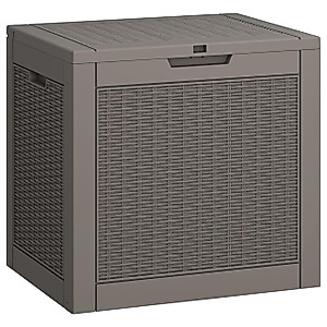 LHBGO 31 Gallon Deck Box, Waterproof Outdoor Storage Box Resin Deck Box Lockable, Lightweight Storage Deck Box for Garden Tools, Supplies