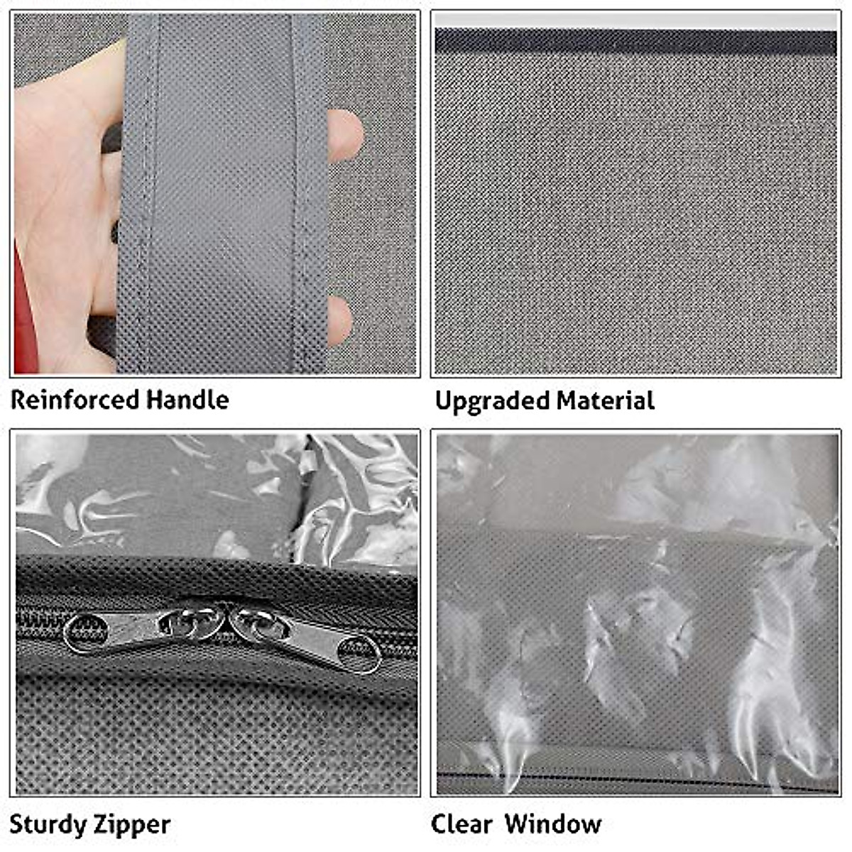 homyfort Underbed Storage Bags Containers 2 Pack - Large Capacity Under Bed Storage Box with 4 Handles and Sturdy Zippers,Clear Window for Blankets,Clothes,Comforters (Grey)