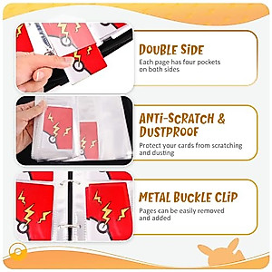 GOROMA Card Binder 4-Pockets, 400 Pockets Card Holder with 50 Removable Sleeves, Trading Card Collector Zipper Album Holder, Red