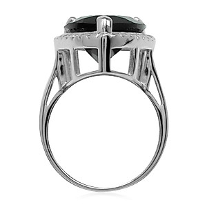 Silvershake HUGE 18x13MM Pear Shape Natural Black Onyx 925 Sterling Silver Cocktail Right Hand Ring Jewelry for Women Size 7
