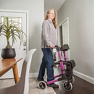 HealthSmart Walker Rollator with Seat and Backrest, Adjustable Handle Height, FSA HSA Eligible, Removable Storage Bag and a Durable Lightweight Frame That Folds While Supporting up to 300 pounds