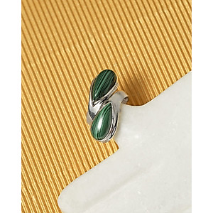 YoTreasure Malachite Solid 925 Sterling Silver Bypass Ring Jewelry