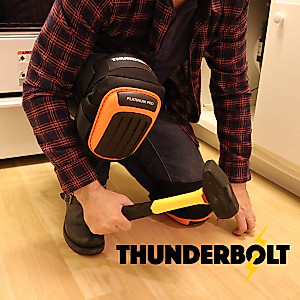 Thunderbolt Knee Pads for Men Construction Knee Pads for Work Knee Pads for Men and Women Gel Knee Pads Gardening Flooring Roofing Heavy Duty Gel Knee Pads Thick Foam Strong Adjustable Non-Slip Straps