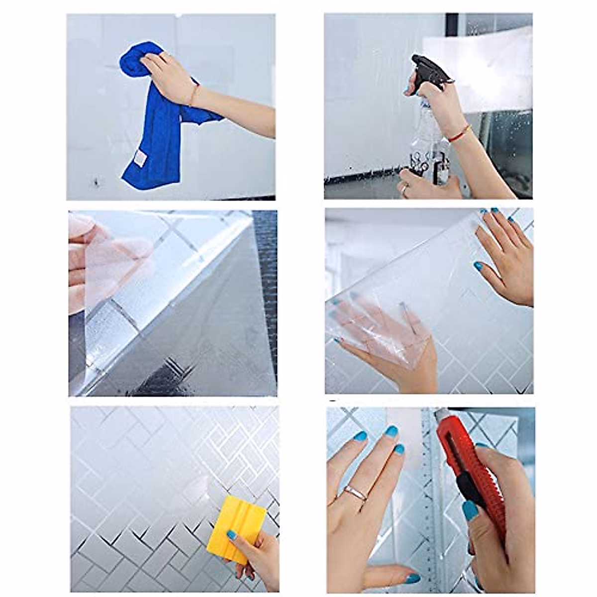 Frosted Stripe Cling Window Film, Removable Glass Door Privacy Film, Non-Adhesive Static Cling Window Film, Window Frosting Film, Peel and Stick Covering Frost Sticker for Bathroom (A)
