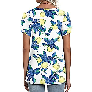 Women V Neck Printed T Shirt Casual Loose Pullover Short Sleeve Tops Cotton Blouses for Women Summer,Dressy Tops for Women Indian