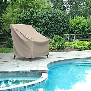 Budge P1W01PM1 English Garden Patio Chair Cover Heavy Duty and Waterproof, Medium, Tan Tweed