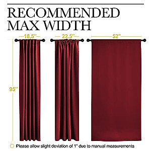 NICETOWN Christmas Burgundy Curtains Blackout Draperies Panels, Thermal Insulated Blackout Drapes for Sliding Door, Burgundy Red Color, 52" x 95", 2 Panels