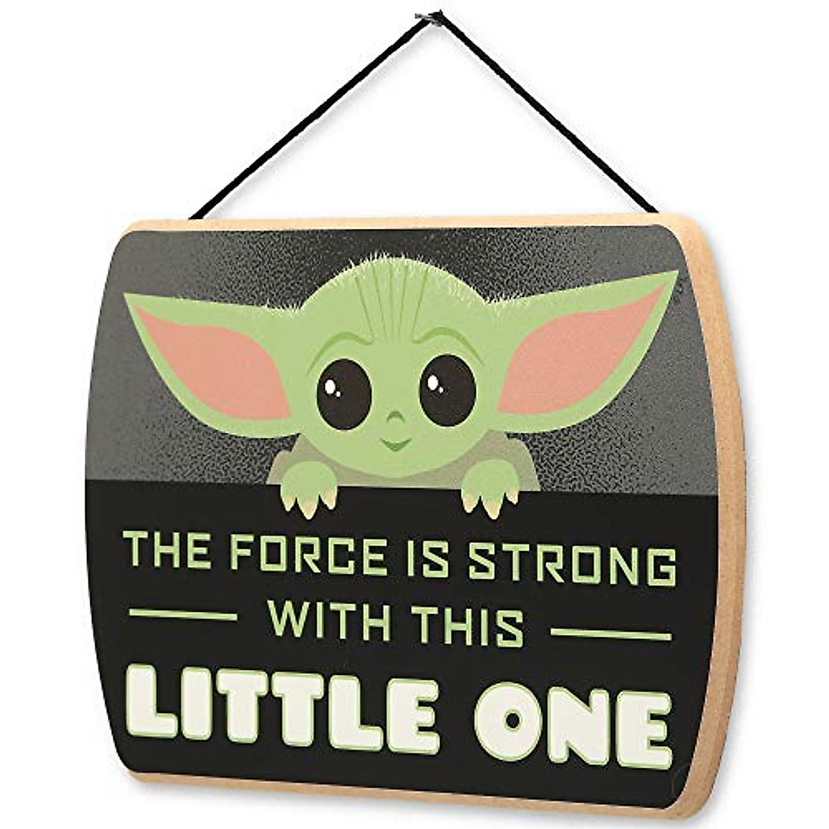Open Road Brands Disney Star Wars: The Mandalorian Baby Yoda Force is Strong with This Little One Hanging Wood Wall Decor - Grogu, The Child