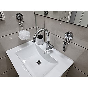 Suction Cup Hooks Razor Holder Powerful Vacuum Organizer for Towel, Razor, Coat, Bathrobe and Loofah 304 Stainless Steel Removable Hooks for Bathroom & Kitchen, Towel Hanger Storage (2 Pack)