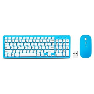 Wireless Keyboard and Mouse Combo, Compact Wireless Keyboard and Mouse Set 2.4G Ultra-Thin Sleek Design for Windows, Computer, Desktop, PC, Notebook, Laptop (Blue)
