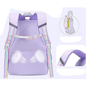 Lswrlixa Kids School Backpack Unicorn Bookbag for Girls Boys Waterproof Backpack Outdoors Travel Bag Purple Medium